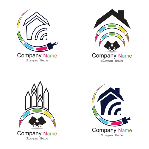Building paint logo icon Royalty Free Vector Image