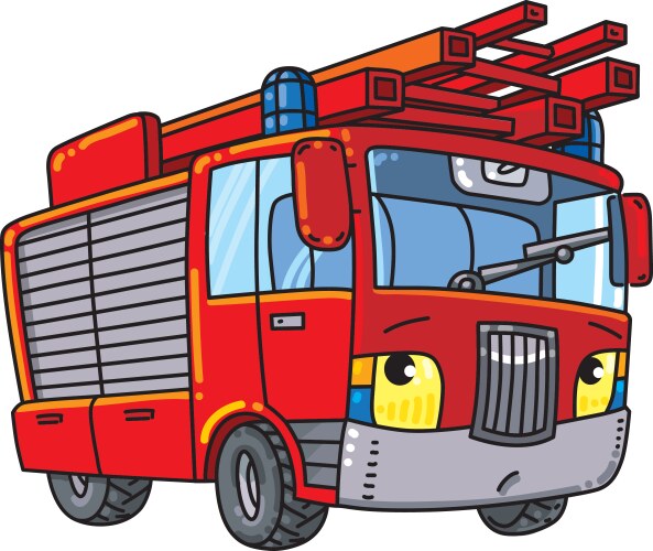 Cartoon emergency rescue fire department truck Vector Image