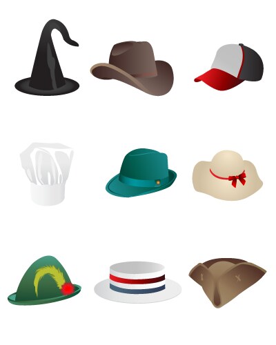 Collection of vintage hats Royalty Free Vector Image