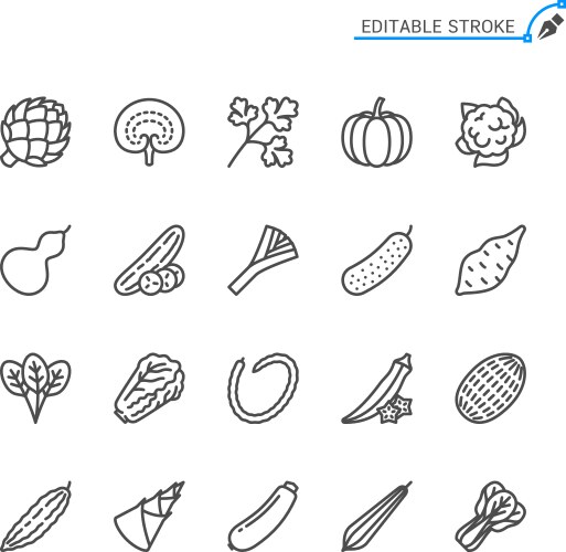Food line icons editable stroke Royalty Free Vector Image