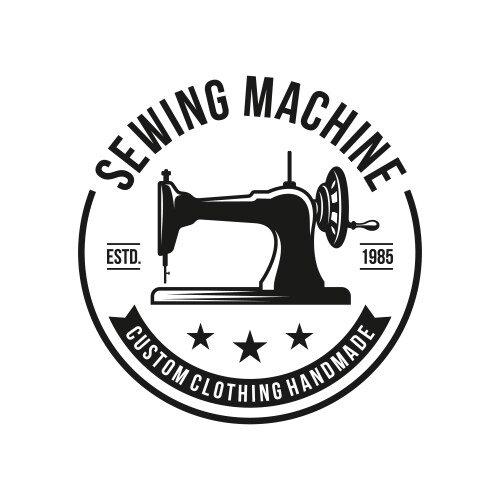 Vintage sewing machine logo Royalty Free Vector Image
