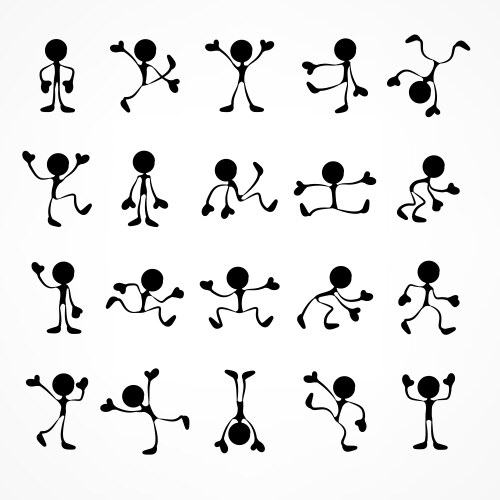 Cartoon Stick Figures in Various Poses Royalty Free Vector