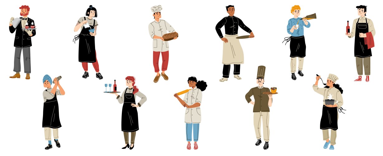 Restaurant kitchen interior with chef staff Vector Image