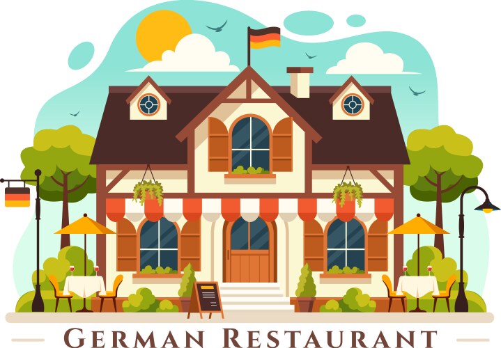 German food restaurant with collection Royalty Free Vector