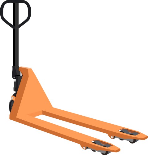 Man with hand pallet jack Royalty Free Vector Image