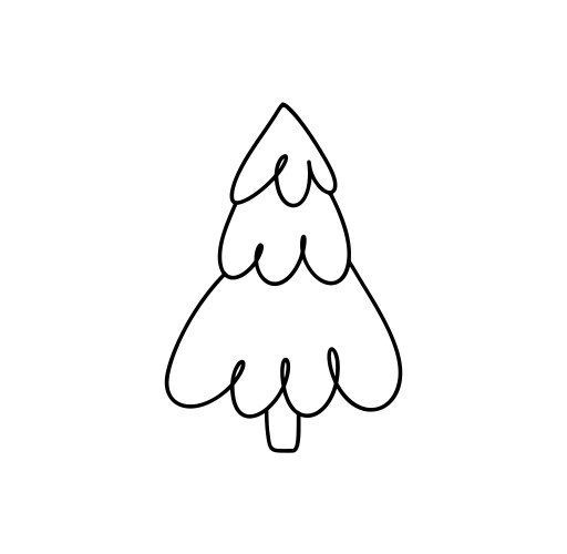 Simple christmas tree icon line drawing Royalty Free Vector