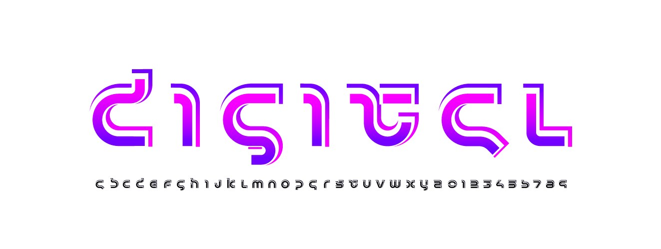 Technology science font digital cyber alphabet Vector Image