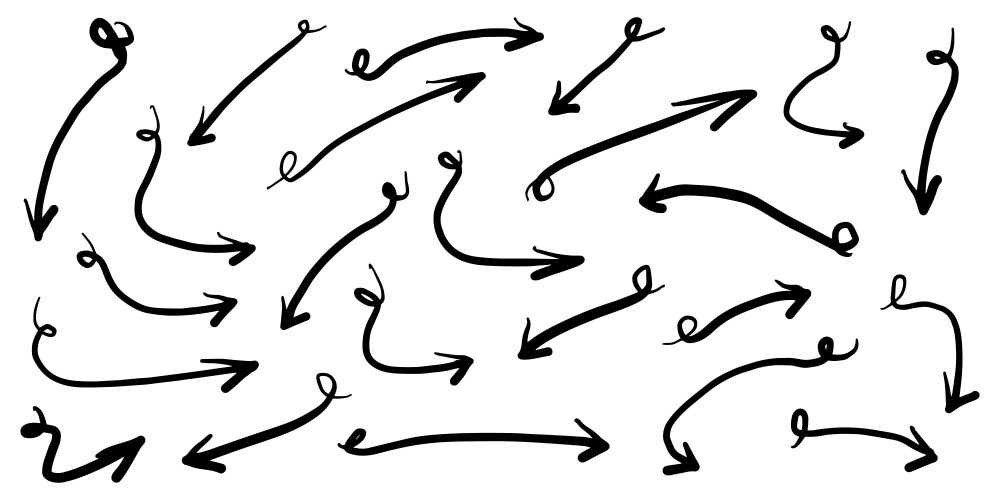 Seamless hand drawn arrows set for business plan Vector Image