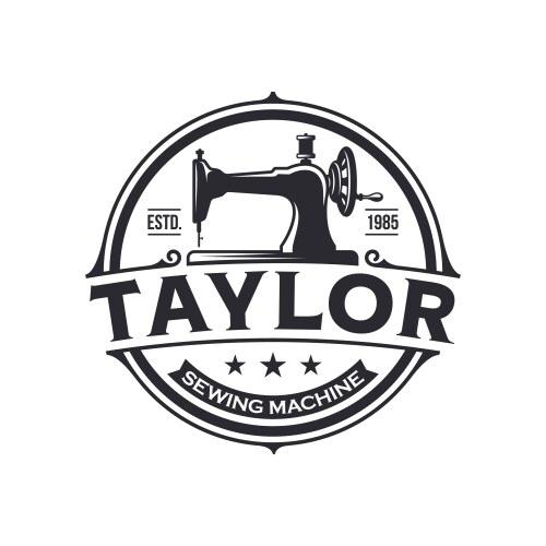 Vintage sewing machine logo Royalty Free Vector Image