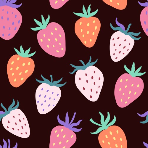 Cute seamless pattern with simple strawberry Vector Image