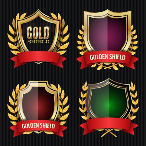 Golden shield retro design Royalty Free Vector Image
