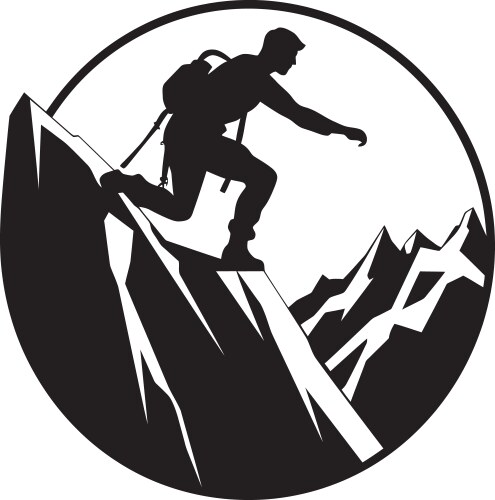 Thrill triumph man climbing mountain icon Vector Image
