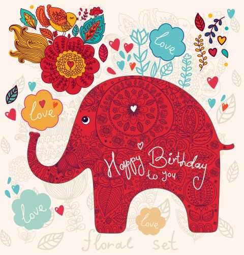 Floral elephant Royalty Free Vector Image - VectorStock