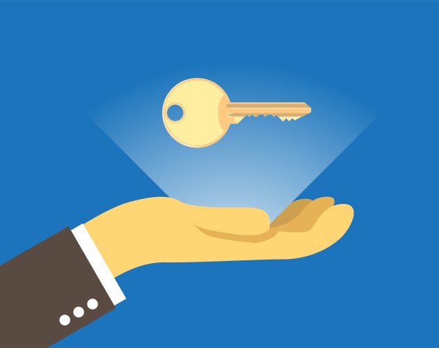 Key features flat concept icon Royalty Free Vector Image