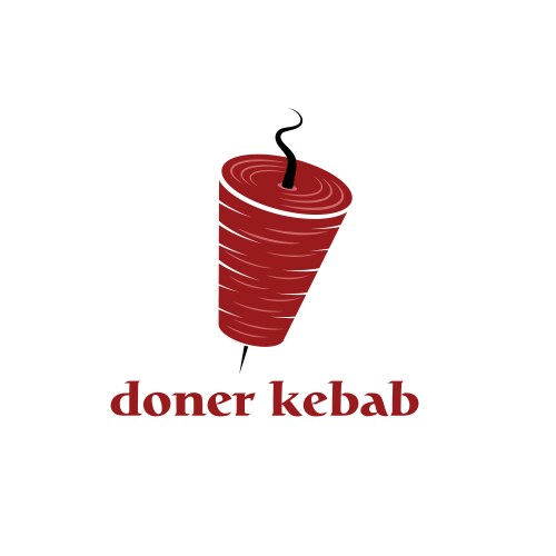 Doner kebab label colorful detailed Royalty Free Vector