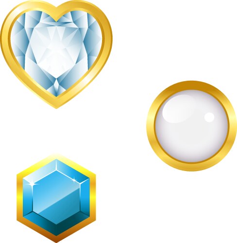 Six gems of different colors on white background Vector Image