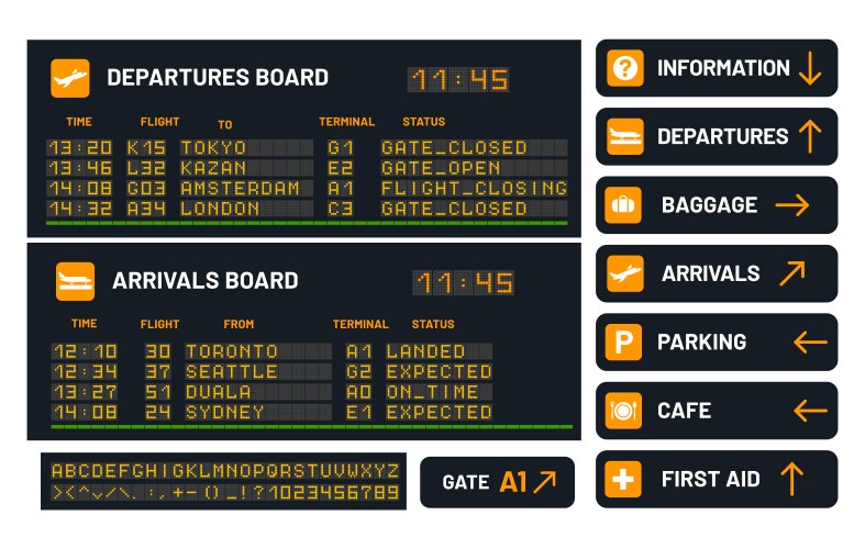 Departure and arrival sign at amsterdam airport Vector Image