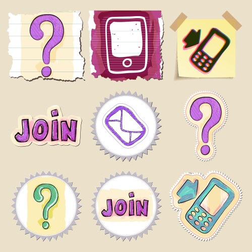 Communication icons set hand drawn and isolated Vector Image