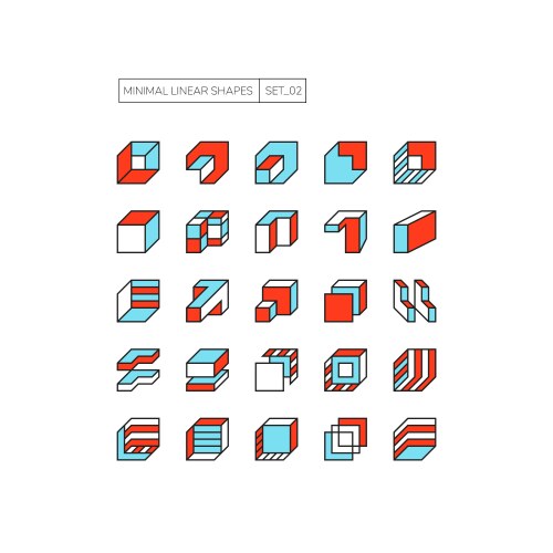 3d geometric shapes isometric linear forms cube Vector Image 3d geometric shapes isometric linear forms cube Vector Image