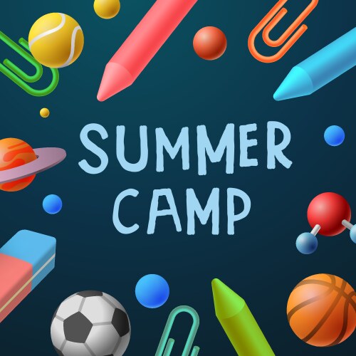 Sports summer training camp themed poster Vector Image