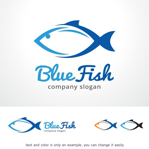 Blue fish logo design Royalty Free Vector Image