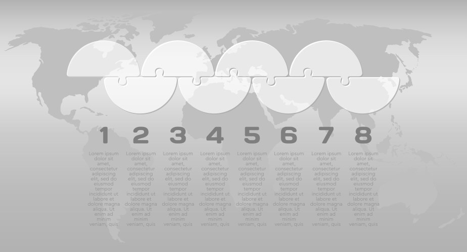 Eight steps line infographic puzzle diagram Vector Image
