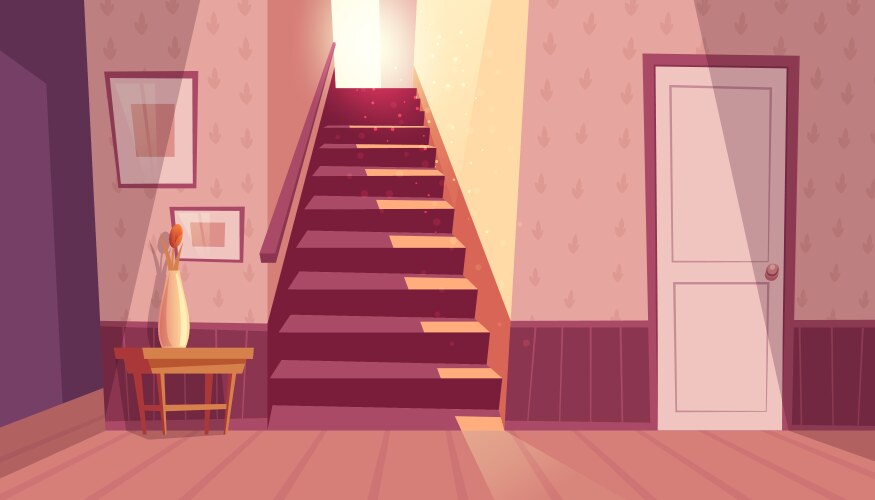 Interior with staircase stairs in house Royalty Free Vector