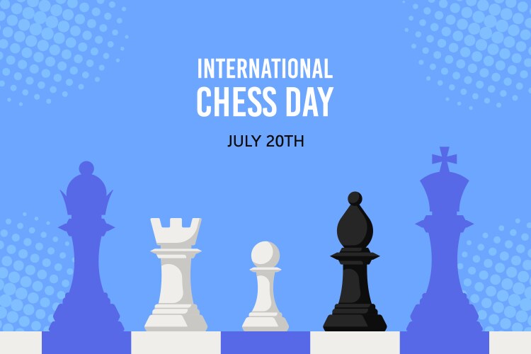 International chess day banner template outline Vector Image