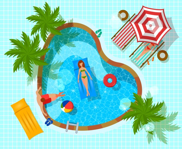 Swimming pool top view for relax background Vector Image