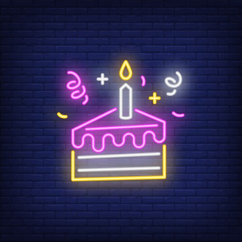 Happy birthday neon sign greeting card on dark Vector Image
