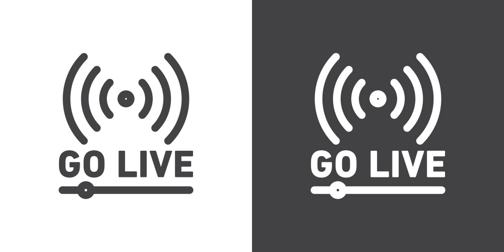 Live linear logo mark in black and white Vector Image