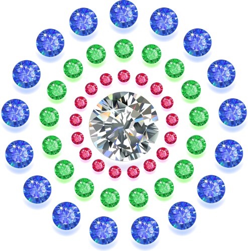Popular colored outline jewelry gems cuts Vector Image
