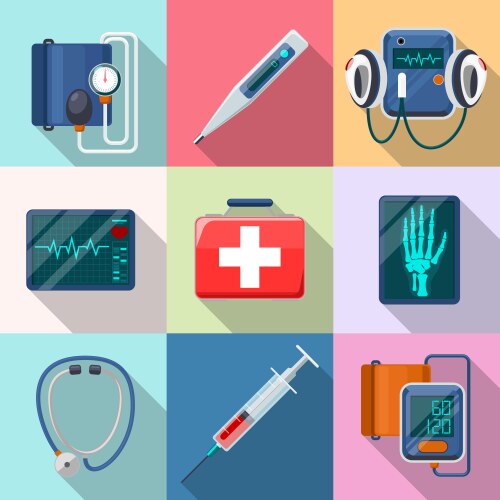 Medical device icons tonometer blood glucose Vector Image