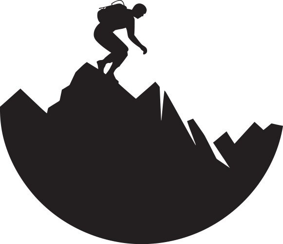Peak performance mountain climber black logo Vector Image