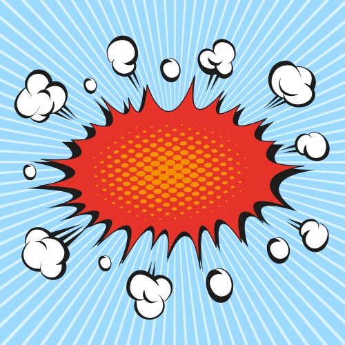 Boom comic book explosion element Royalty Free Vector Image