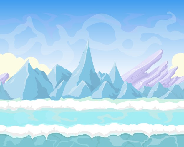 Cartoon winter landscape with iceberg and ice Vector Image