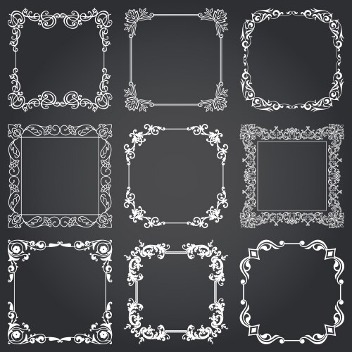 Vintage floral decorative border frames elements Vector Image