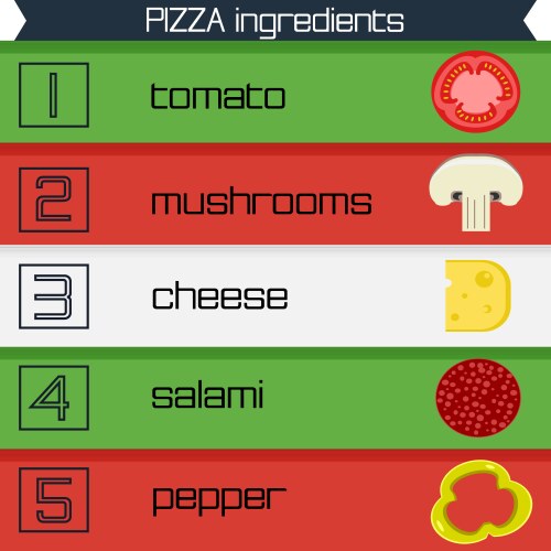 Pepperoni pizza with ingredients Royalty Free Vector Image