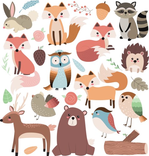 Woodland tribal animals volume 2 Royalty Free Vector Image