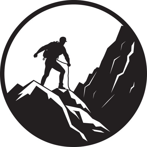 Thrill triumph man climbing mountain icon Vector Image