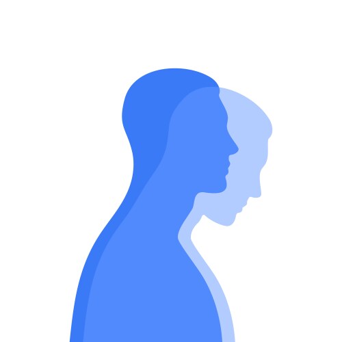 Blue female silhouette in profile Royalty Free Vector Image