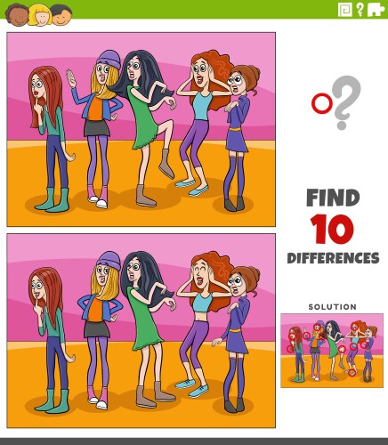Finding differences game cartoon Royalty Free Vector Image
