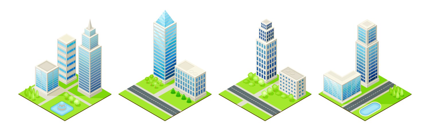 City building and urban construction on square Vector Image