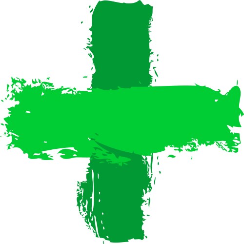 Brush stroke plus sign Royalty Free Vector Image