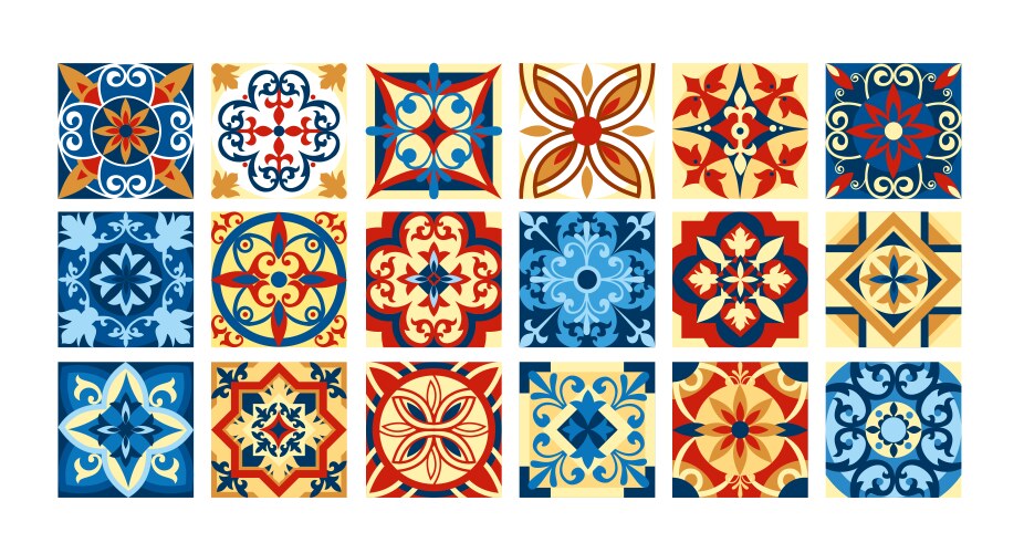 Mexican tiles seamless pattern - big set Vector Image