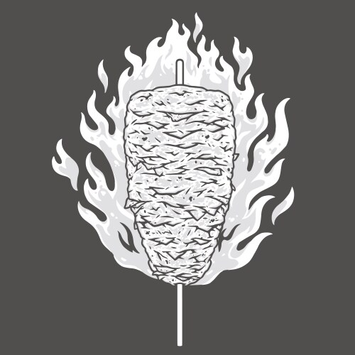 Doner kebab label colorful detailed Royalty Free Vector