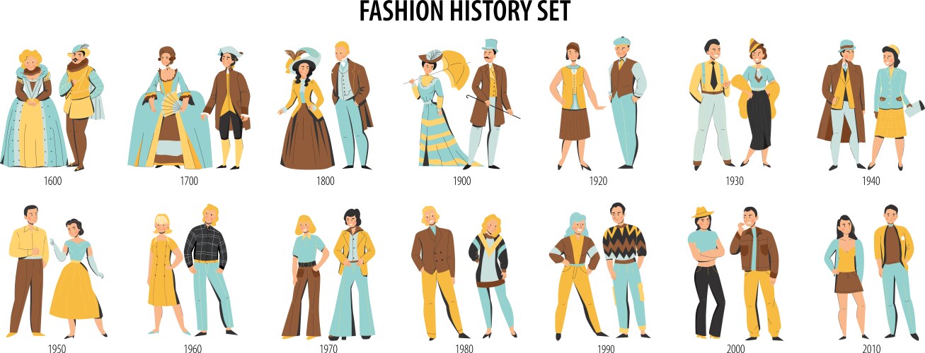 Fashion history characters Royalty Free Vector Image