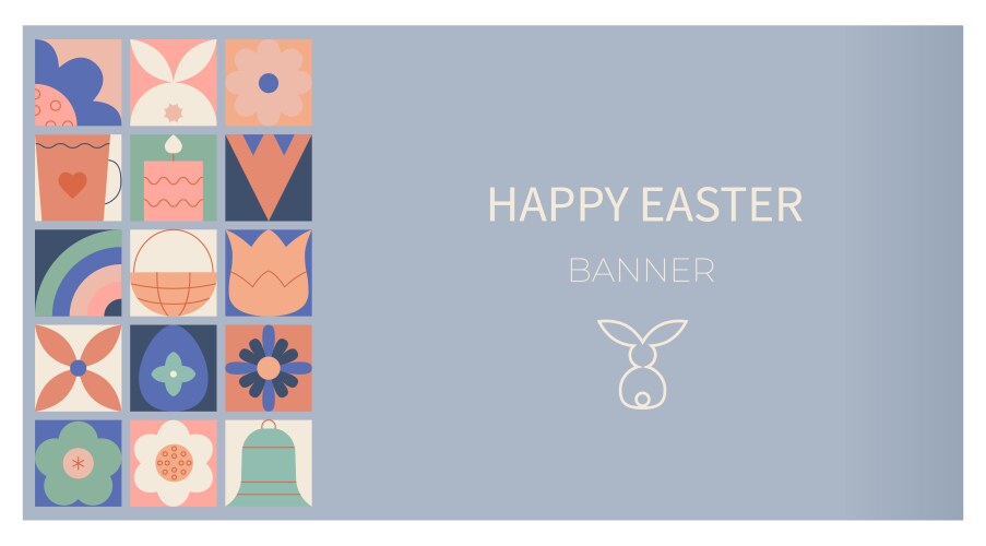 Happy easter modern abstract geometric poster Vector Image