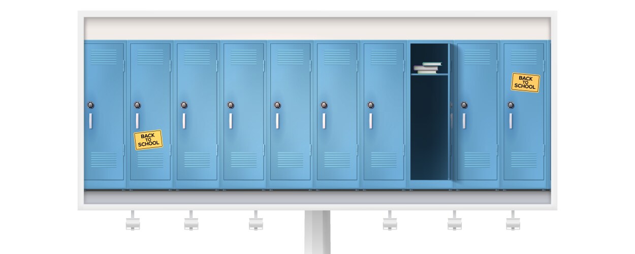 Two rows school lockers template realistic Vector Image