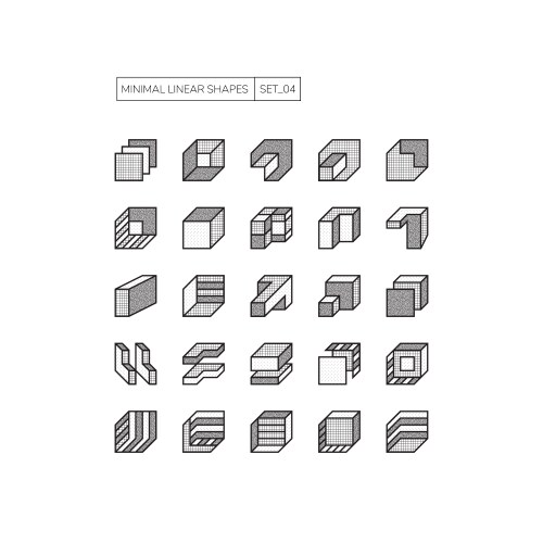 3d geometric shapes isometric linear forms cube Vector Image